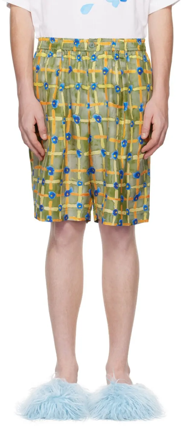 Marni Abstract Print Pleated Bermuda Shorts