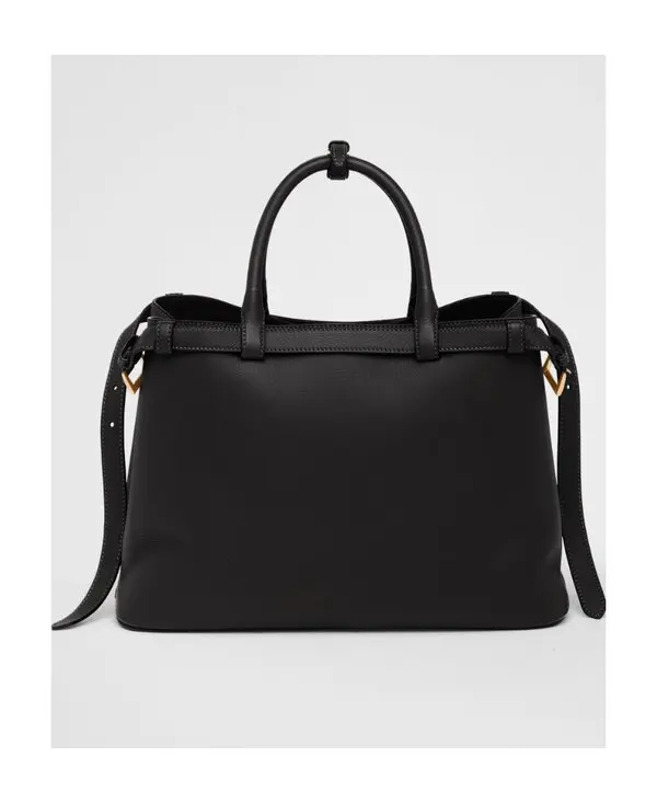 Prada Medium Buckled Leather Handbag With Double Belt
