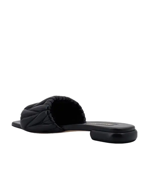Miu Miu Logo Plaque Matelassé Sandals