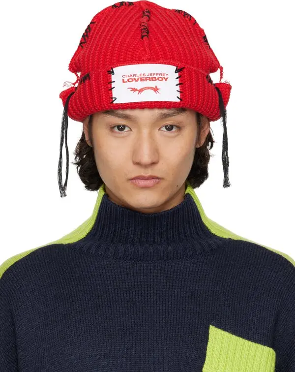 CHARLES JEFFRREY LOVERBOY Charles Jeffrey Loverboy Logo-patch Chunky-knit Beanie - Black