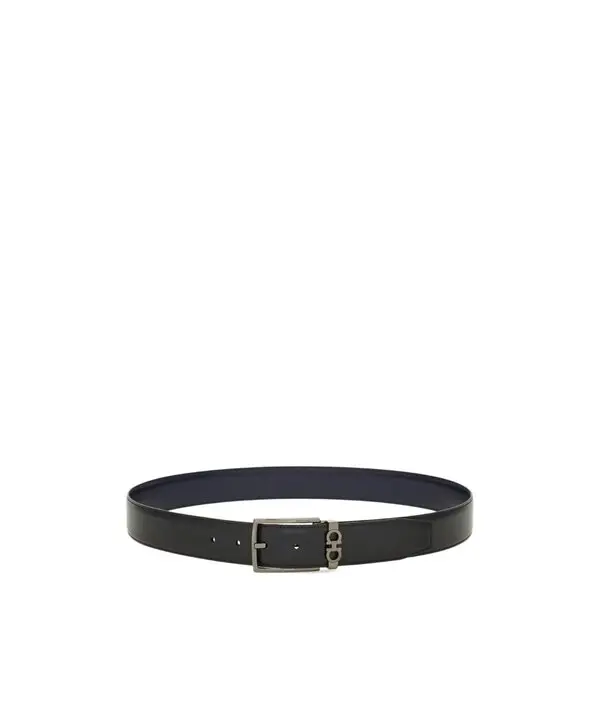 FERRAGAMO Gancini Logo Belt - Midnight Blue/black