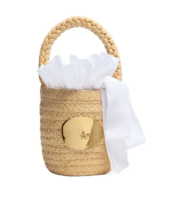 PATOU Iconic Logo-engraved Woven Bucket Bag - Beige