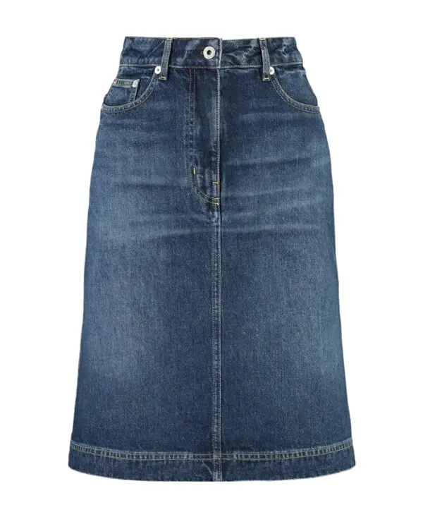 Kenzo Logo Patch Midi Denim Skirt