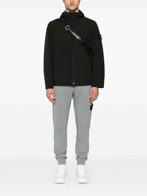 Stone Island Zip-up Hooded Jacket - Black