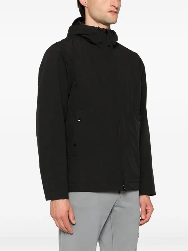 Stone Island Zip-up Hooded Jacket - Black
