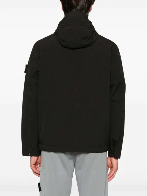 Stone Island Zip-up Hooded Jacket - Black