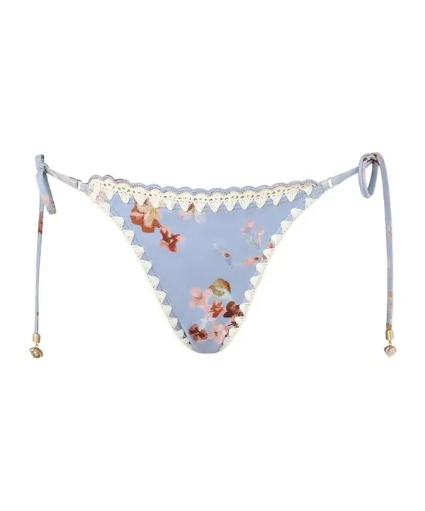 Zimmermann Awaken Crochet Edge Tied Bikini Bottoms - Light Blue