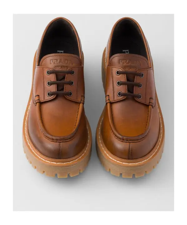 Prada Vintage Lace-up Shoes - Cognac