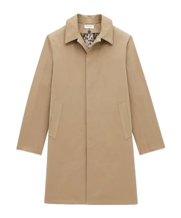 Saint Laurent Knee-length Long-sleeved Mackintosh Coat