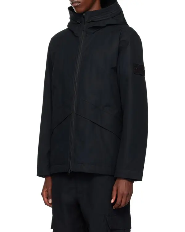 Stone Island Hooded Zip-up Jacket - Black