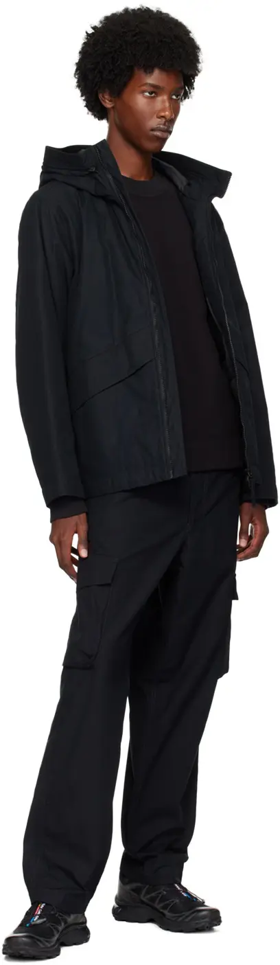 Stone Island Hooded Zip-up Jacket - Black
