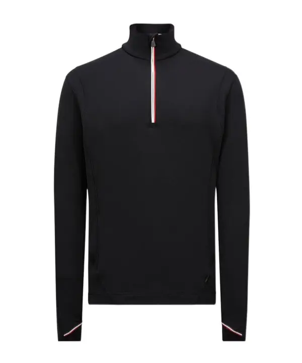 Moncler Polartec Half-zip Sweatshirt With Logo Embellishment - Black