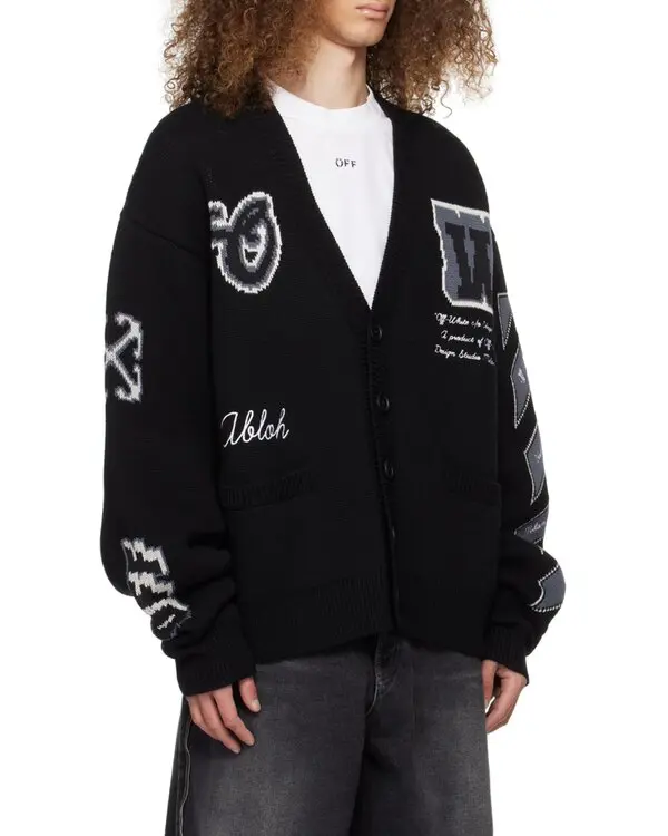 Off-White Logo Embroidered Knit Cardigan