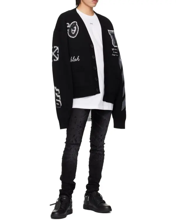 Off-White Logo Embroidered Knit Cardigan