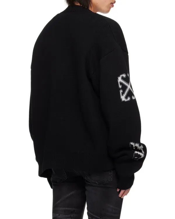 Off-White Logo Embroidered Knit Cardigan