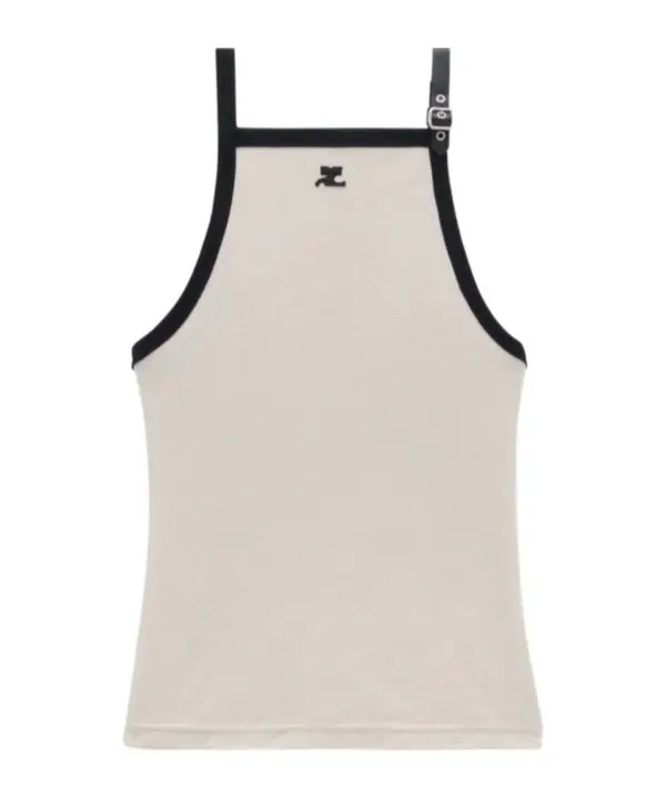COURREGES Contrast Trim Buckle Strap Tank Top - Nude