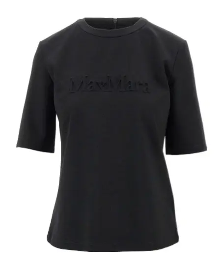 Max Mara Crewneck T-shirt With Logo Detailing - Black