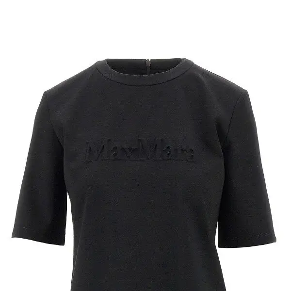 Max Mara Crewneck T-shirt With Logo Detailing - Black