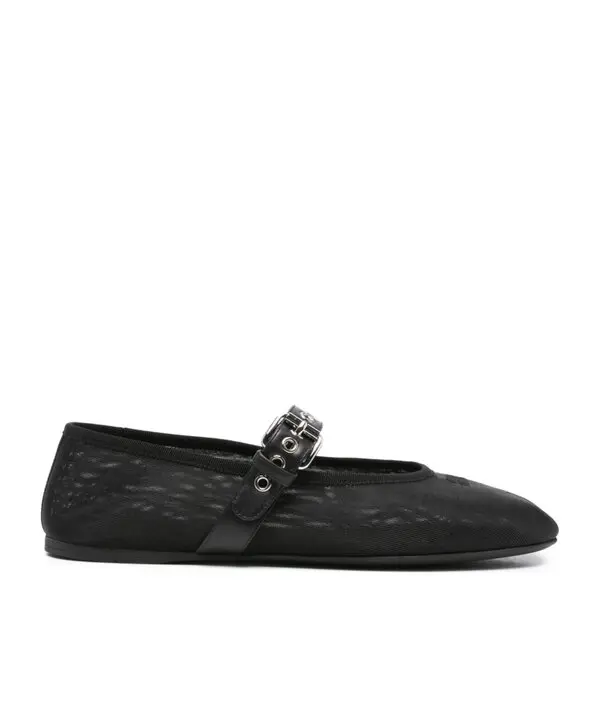 Miu Miu Logo-embroidered Ballerines - Black