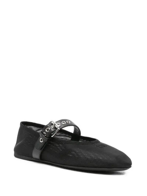Miu Miu Logo-embroidered Ballerines - Black