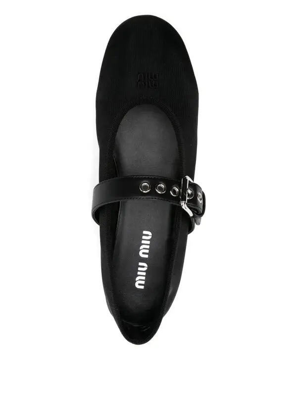 Miu Miu Logo-embroidered Ballerines - Black