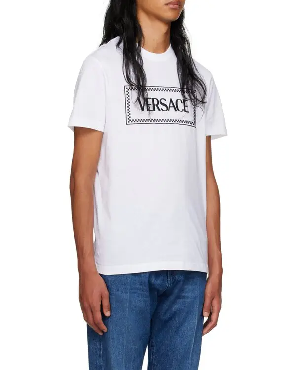 Versace Logo Printed Crewneck T-shirt - White