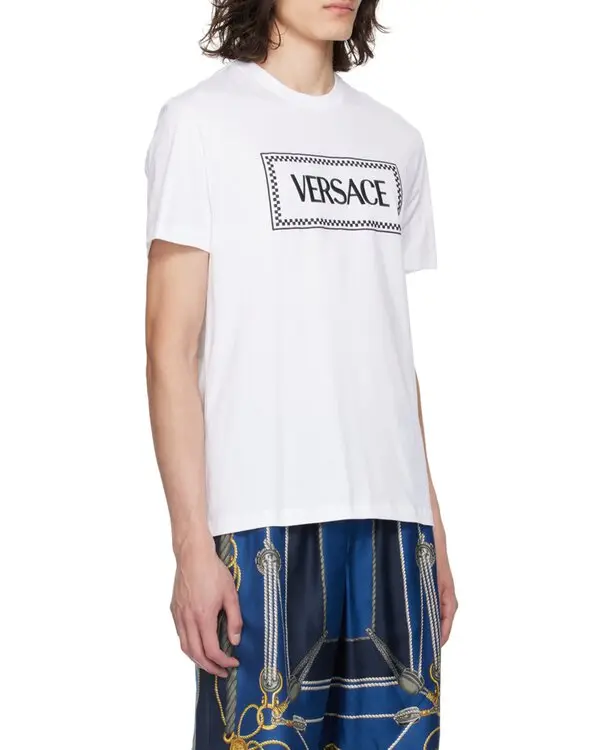 Versace Logo Printed Crewneck T-shirt - White