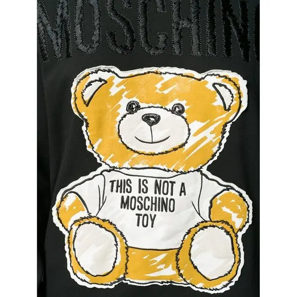 Moschino Teddy Bear Print Hooded Long Sweater Dress