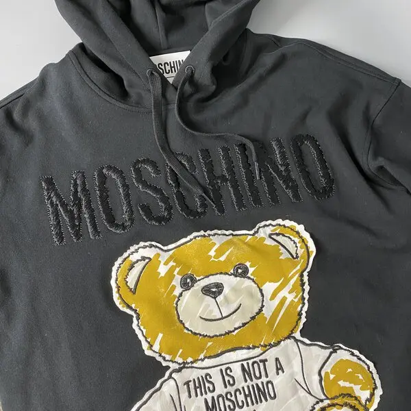 Moschino Teddy Bear Print Hooded Long Sweater Dress