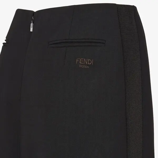 Fendi Logo Embroidered Back Slit Long Skirt