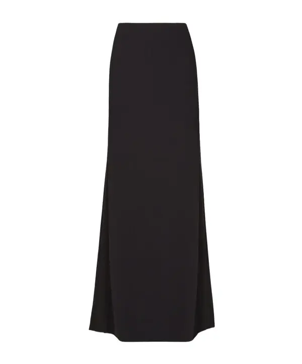 Fendi Logo Embroidered Back Slit Long Skirt - Black