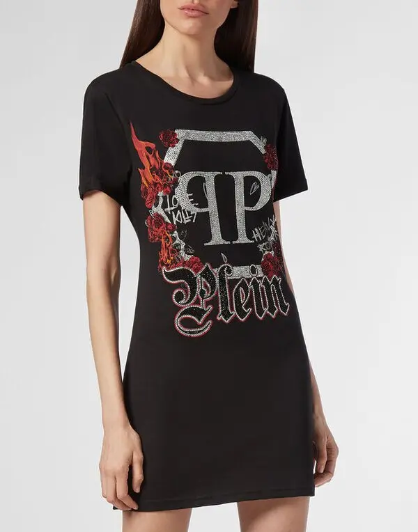 Philipp Plein Logo Embellished T-shirt Dress