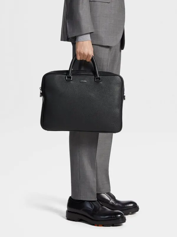 Zegna Edgy Logo-lettering Leather Briefcase