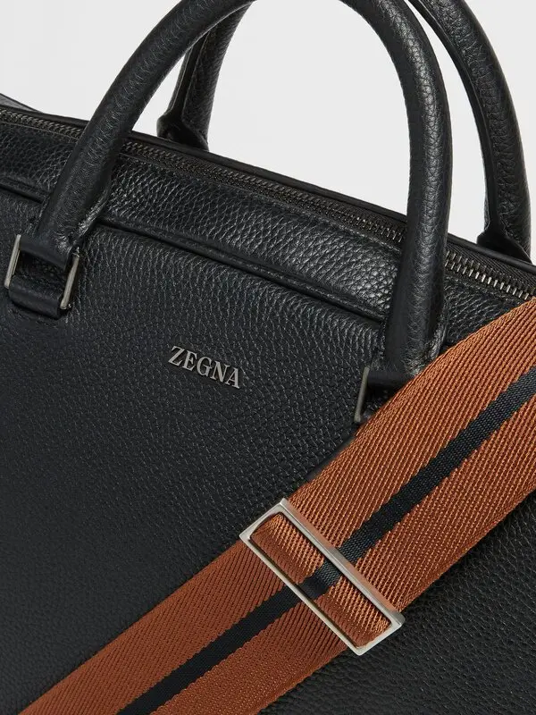 Zegna Edgy Logo-lettering Leather Briefcase