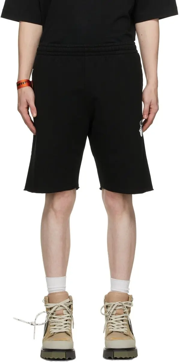 Off-White 90's Logo Print Track Shorts - Black