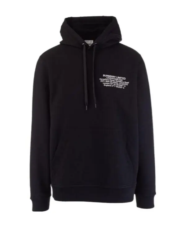 Burberry Printed Drawstring Hoodie - Black