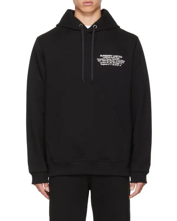 Burberry Printed Drawstring Hoodie - Black
