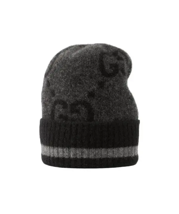 Gucci Monogram Knitted Beanie - Dark Gray