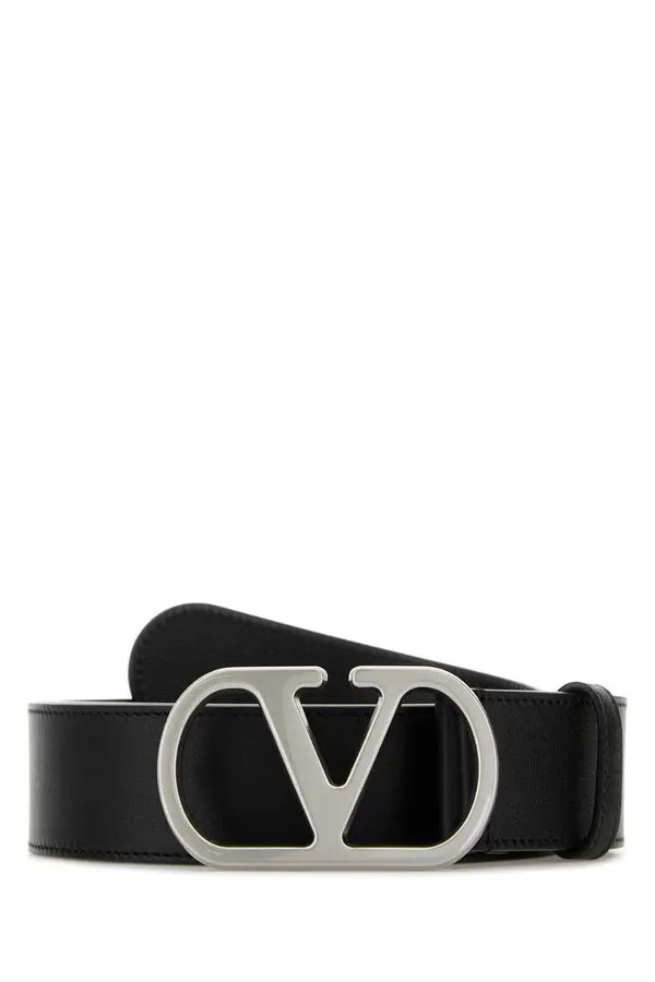 Valentino Garavani Vlogo Signature Leather Belt - Black