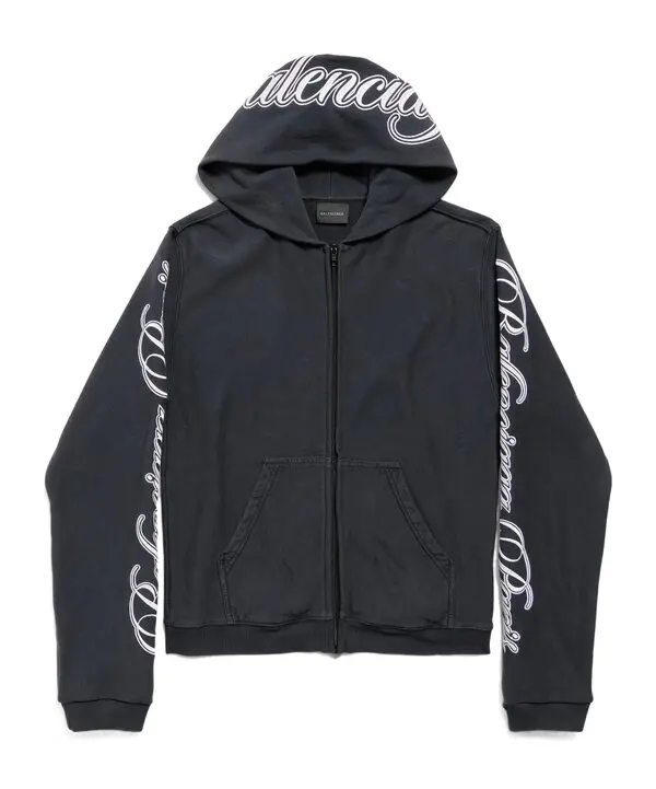 Balenciaga Cursive Zip-up Hoodie