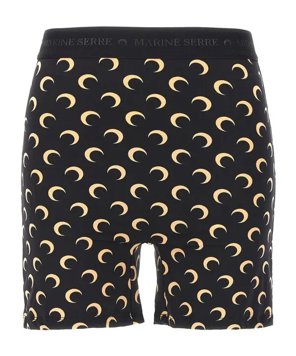 MARINE SERRE Logo Printed Stretch Mini Shorts - Black