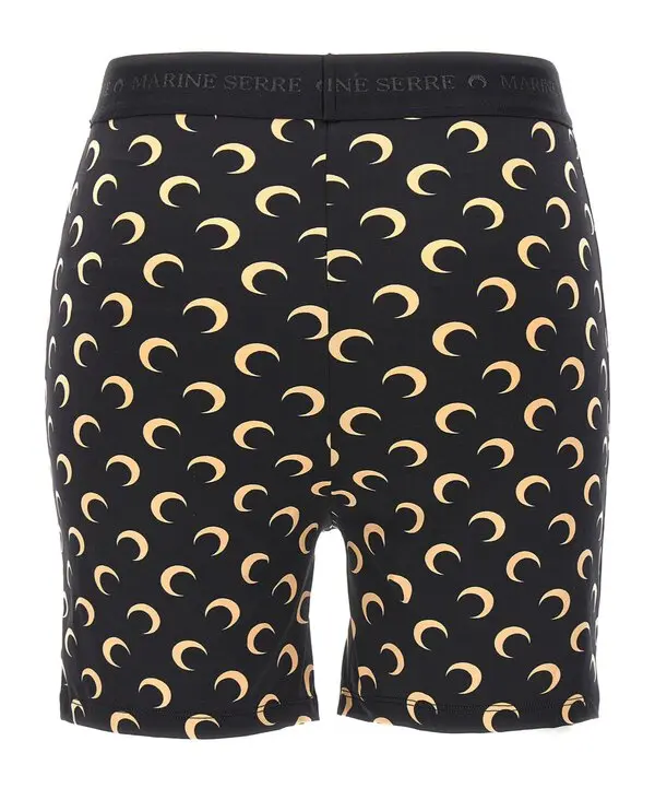 MARINE SERRE Logo Printed Stretch Mini Shorts - Black
