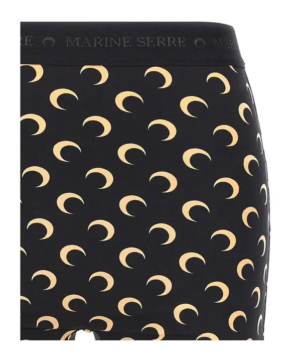 MARINE SERRE Logo Printed Stretch Mini Shorts - Black