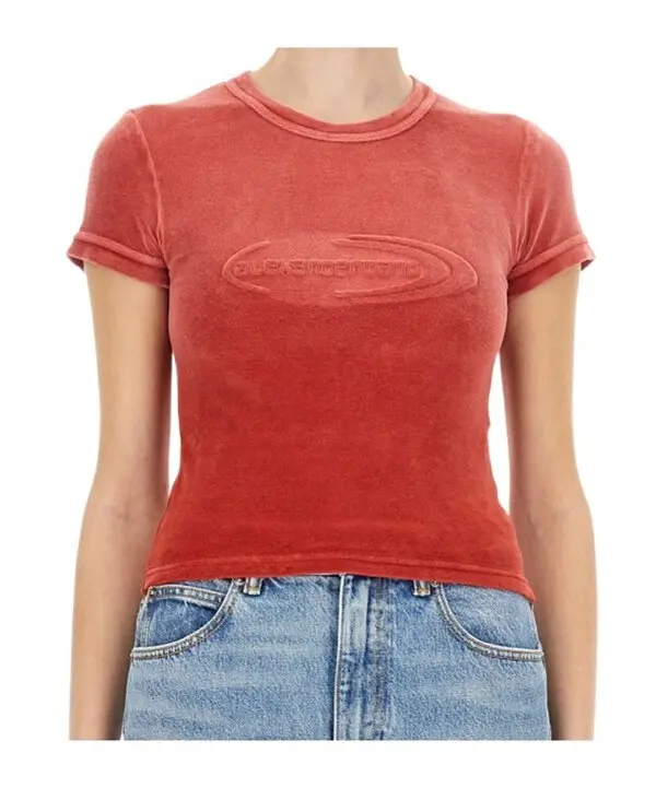 Alexander Wang Logo Detailed Crewneck T-shirt - Red