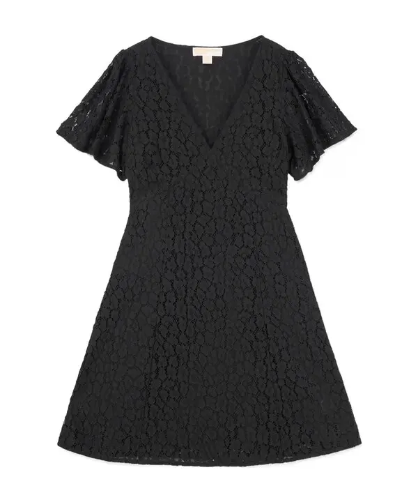 Michael Kors Puff Sleeved Lace Mini Dress - Black