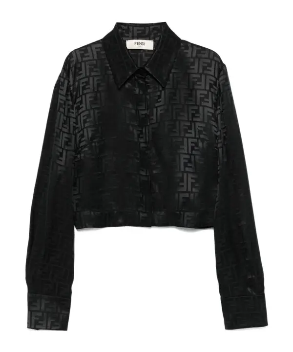 Fendi Monogram Printed Cropped Shirt - Black