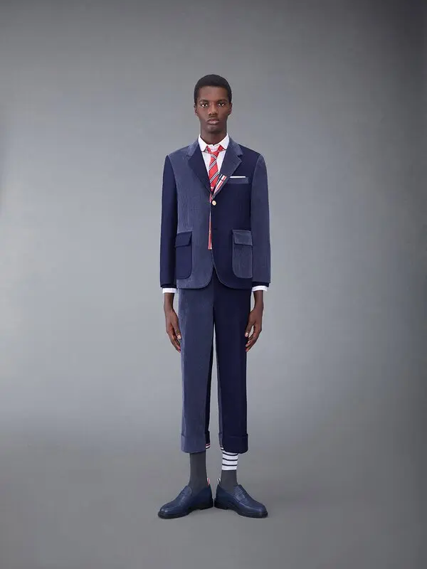 Thom Browne Single-breasted Corduroy Blazer - Navy Blue