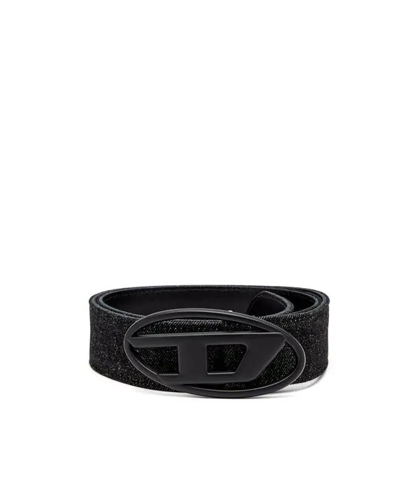 DIESEL® Logo Buckle Embellished Denim Belt