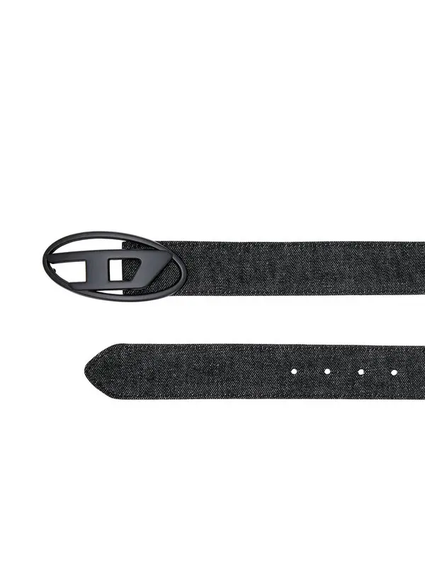 DIESEL® Logo Buckle Embellished Denim Belt