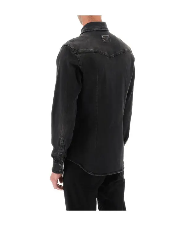 Dolce & Gabbana Dolce Gabbana Distressed Denim Buttoned Shirt